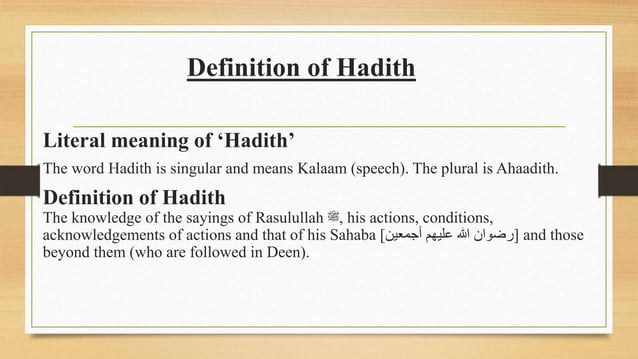 Introduction to Hadith.pptx | Islam | Religion & Spirituality
