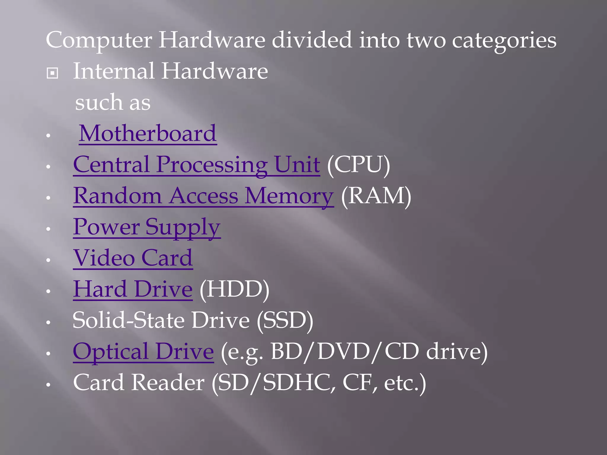 Introduction to hardware and software Part 1 | PPT