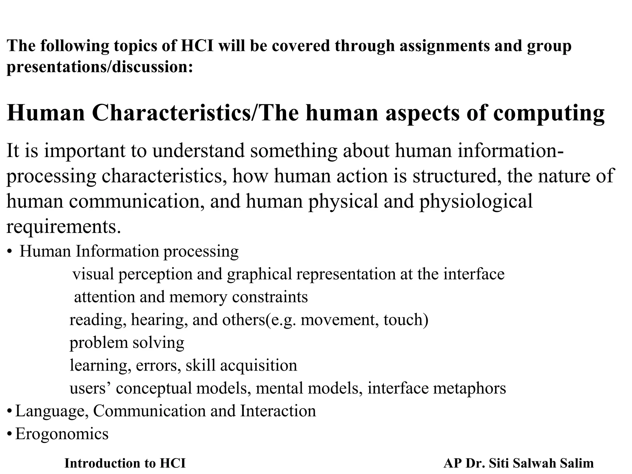 Introduction To Human Computer Interaction Pptx Computer Software