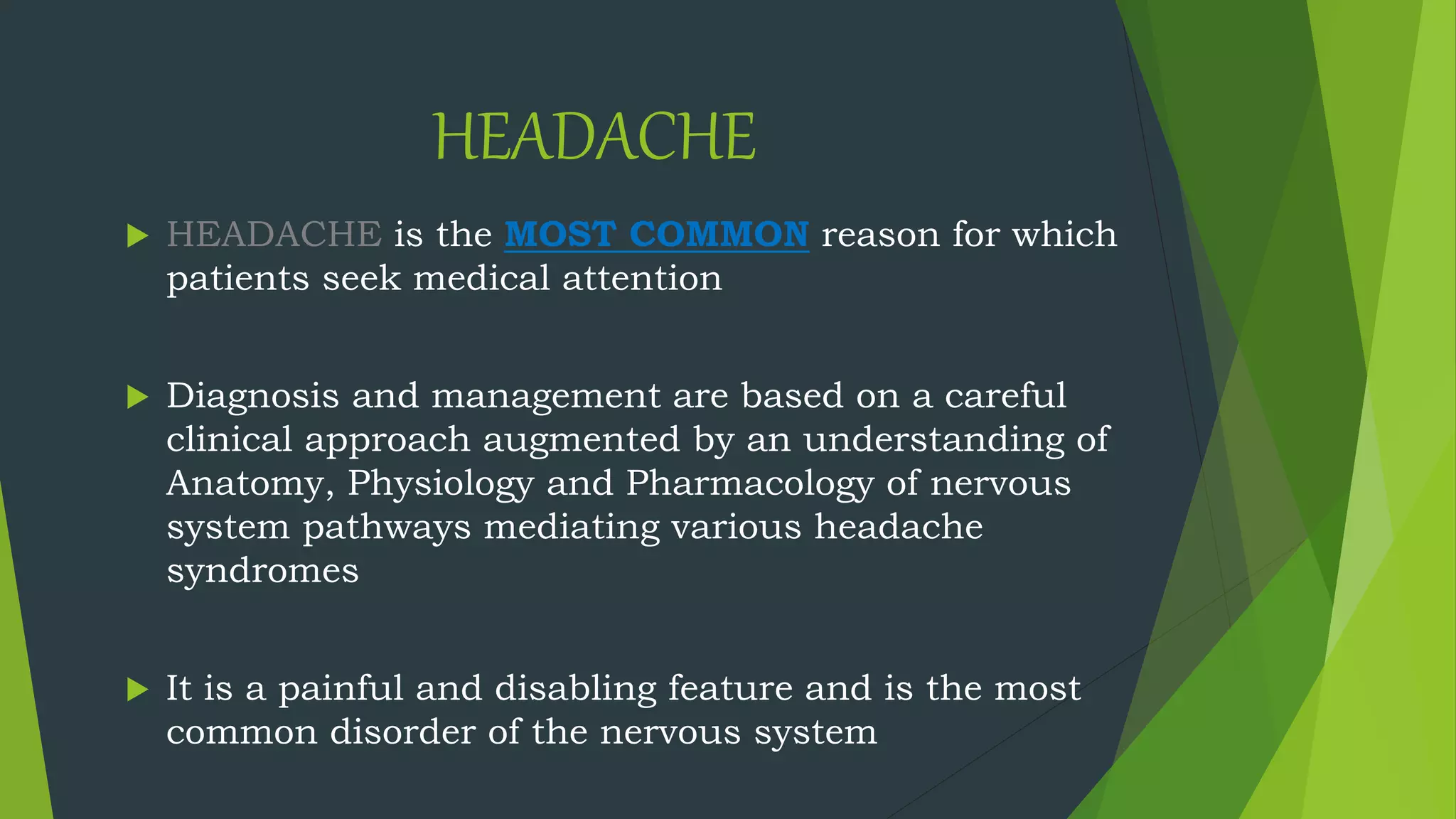 iNTRODUCTION TO HEADACHE | PPT