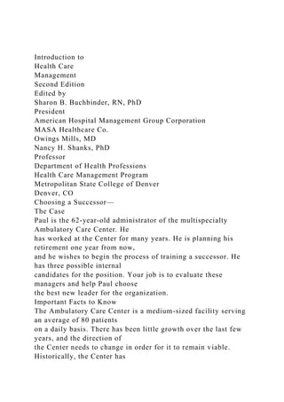 Introduction toHealth CareManagementSecond EditionEdited b.docx