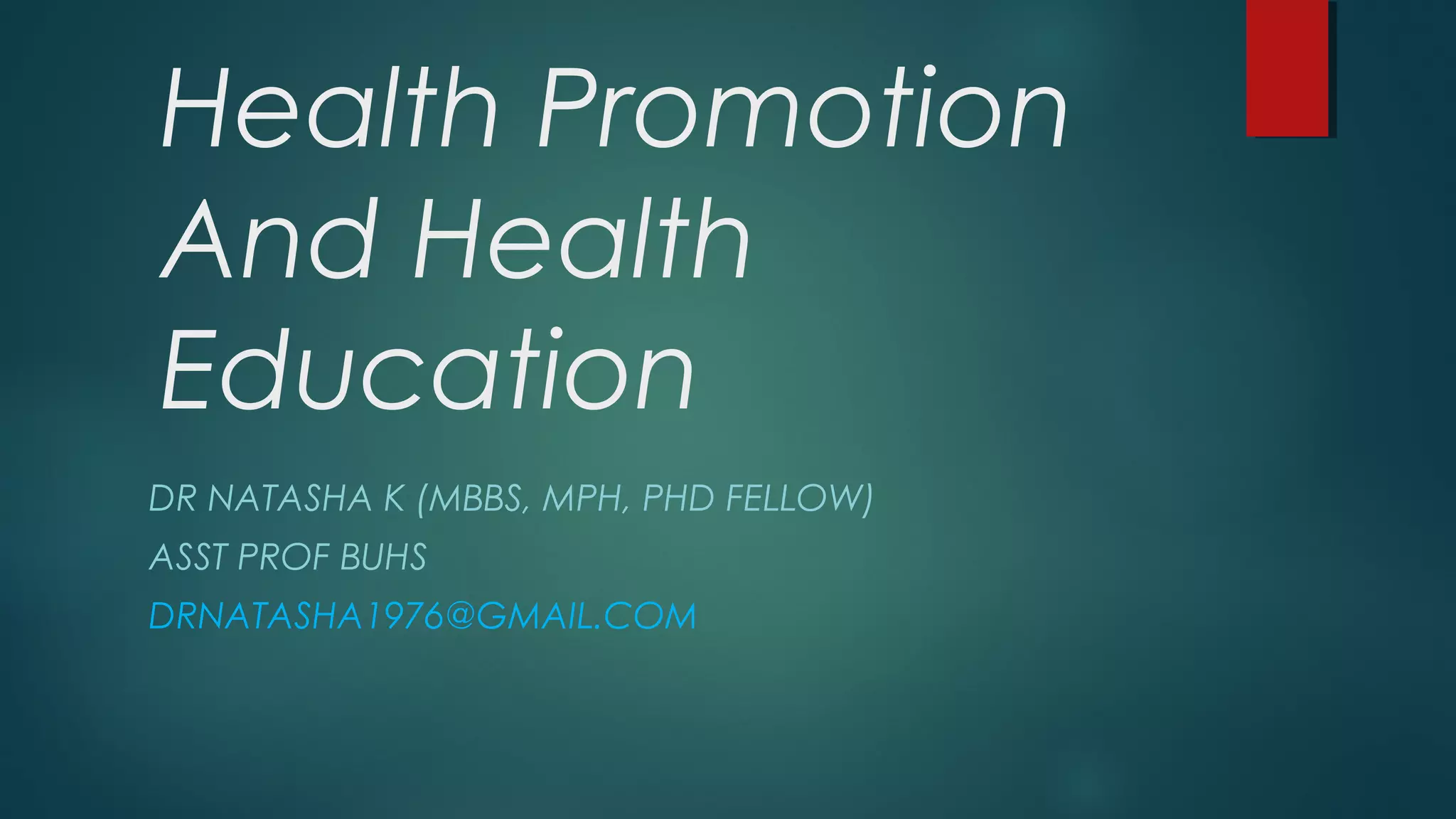 Introduction to health education | PPT