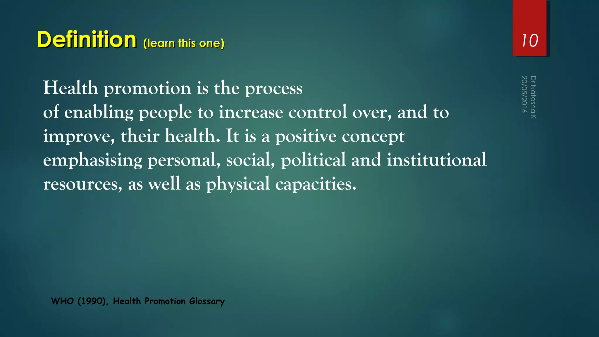 Introduction to health promotion | PPT