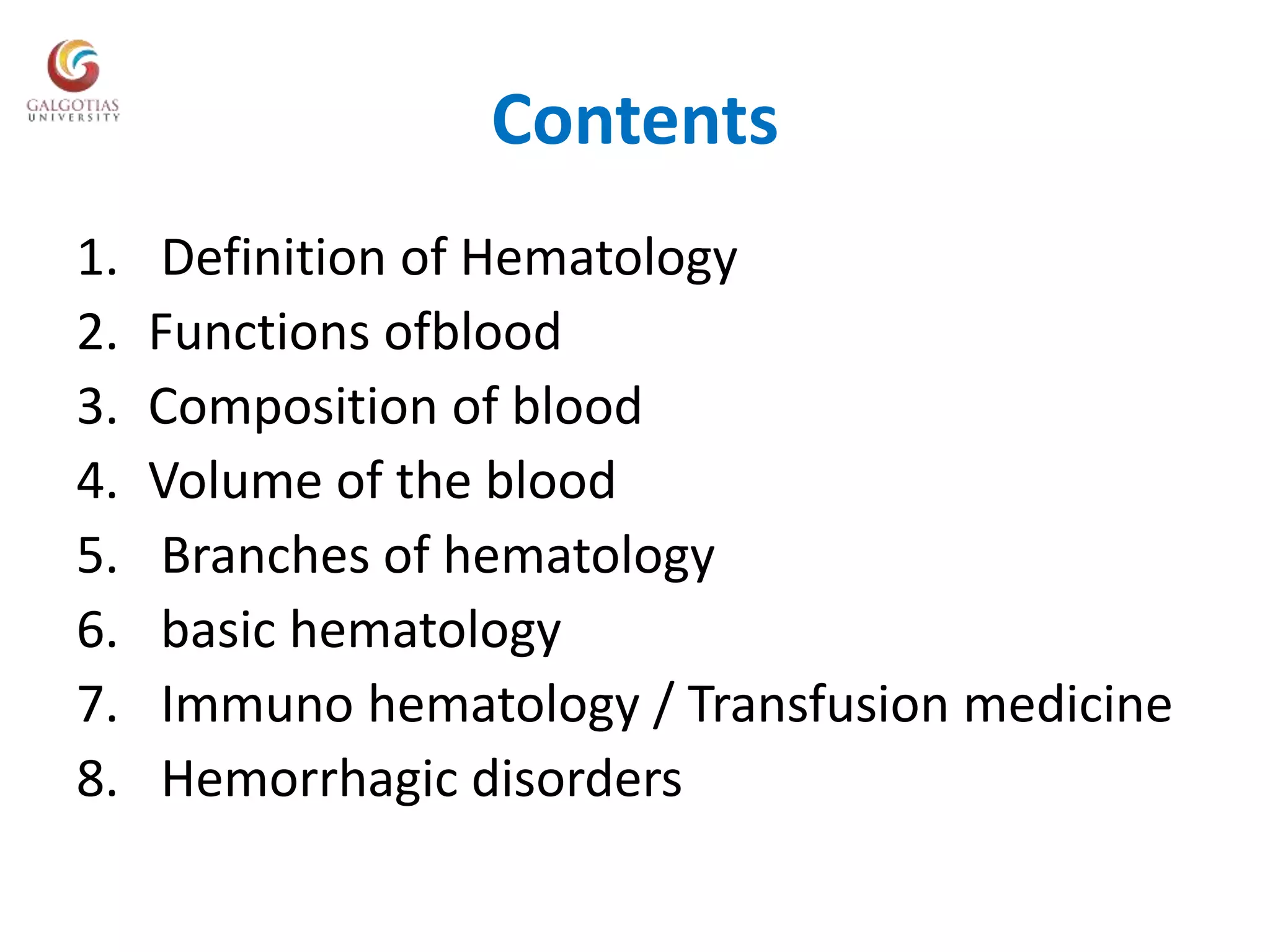 Introduction to hematology | PPTX