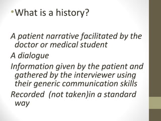 Introduction to History Taking | PPT