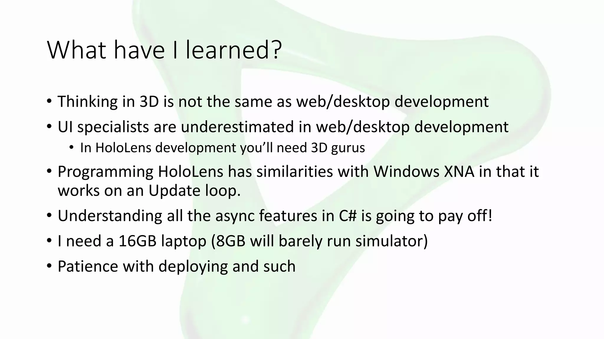 Introduction to HoloLens development | PPT | Free Download