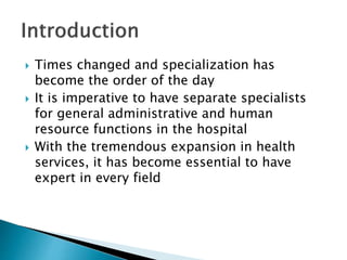 Introduction to hospital | PPTX