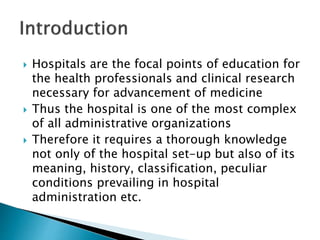 Introduction to hospital | PPTX