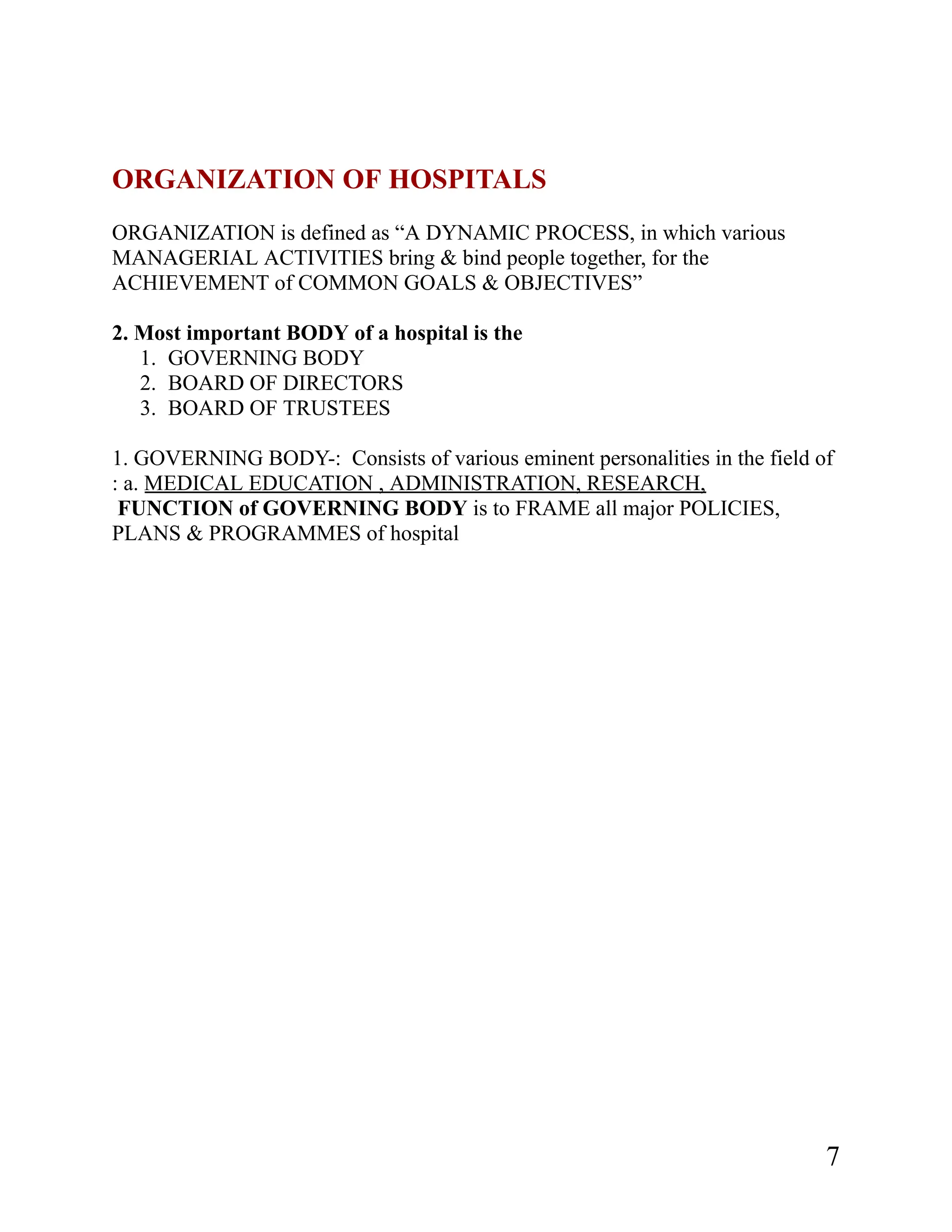 INTRODUCTION TO HOSPITALS & AND ITS ORGANIZATION | PDF