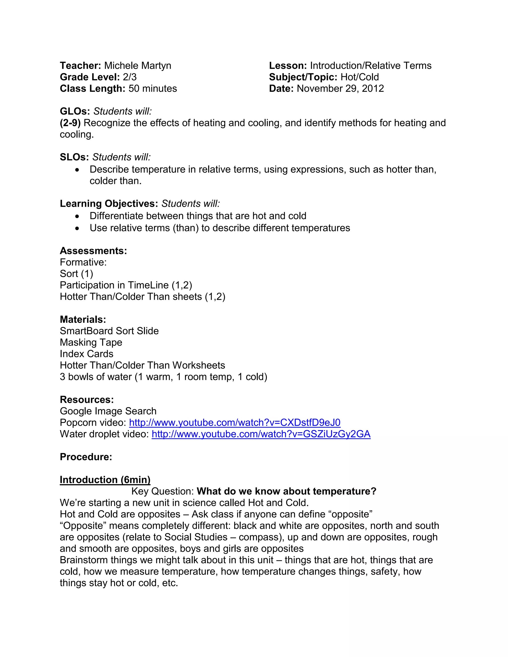 Introduction To Hot And Cold | PDF