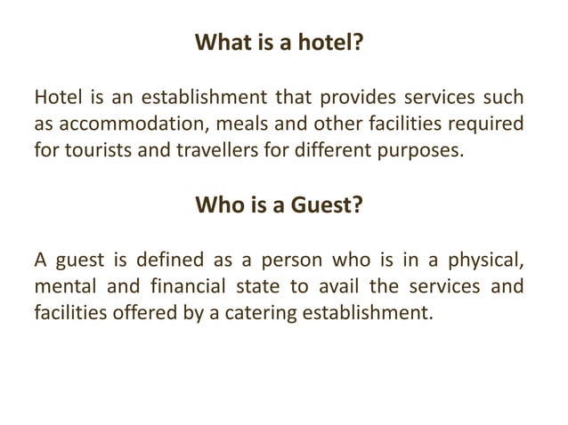 Introduction to hotel & catering industry | PPT