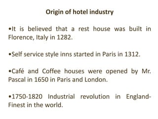 Introduction to hotel & catering industry | PPT