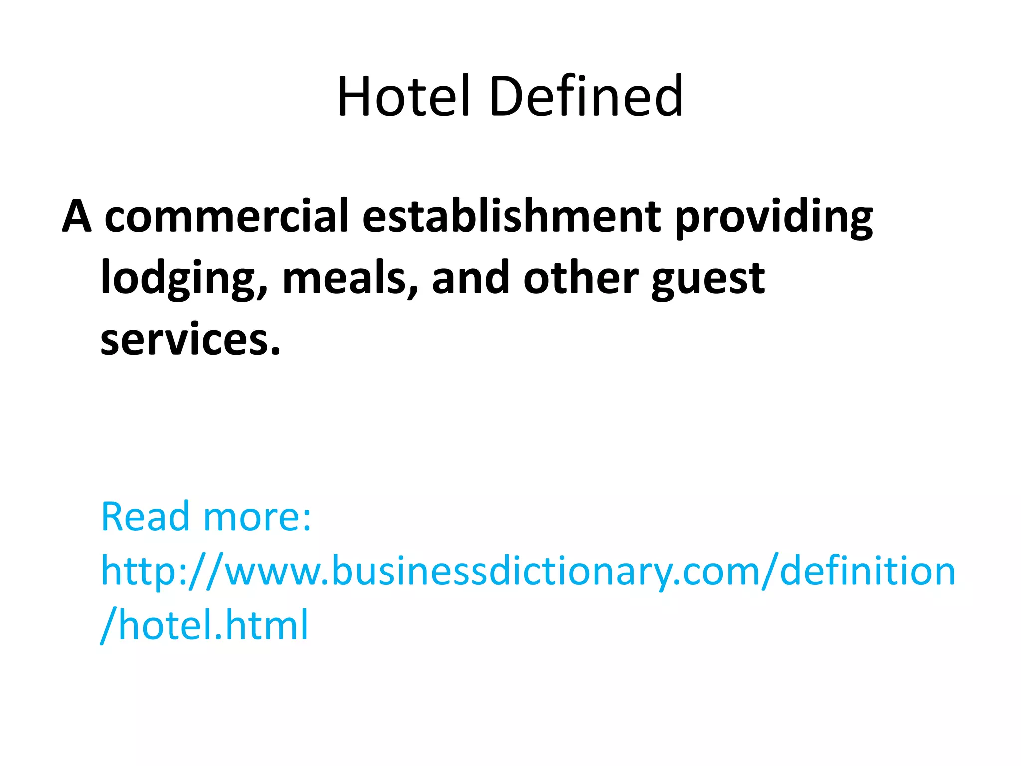 Introduction to hotel core areas | PPTX