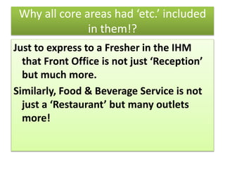 Introduction to hotel core areas | PPTX | Hospitality Industry | Industries