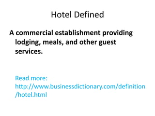 Introduction to hotel core areas | PPTX