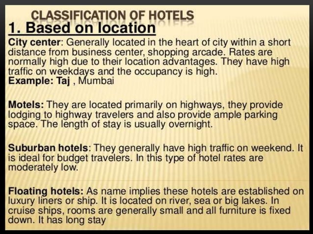 Introduction to hotel industry | PPTX | Hotels and Motels | Travel Type