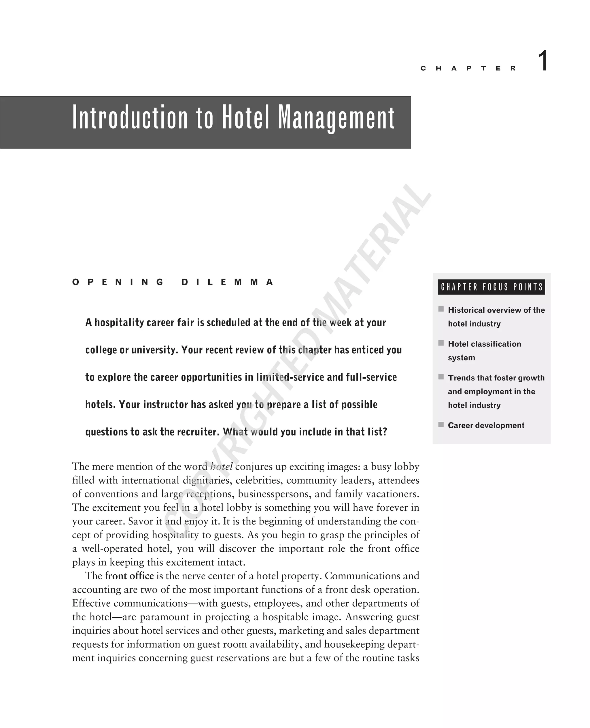 Introduction To Hotel Management | PDF