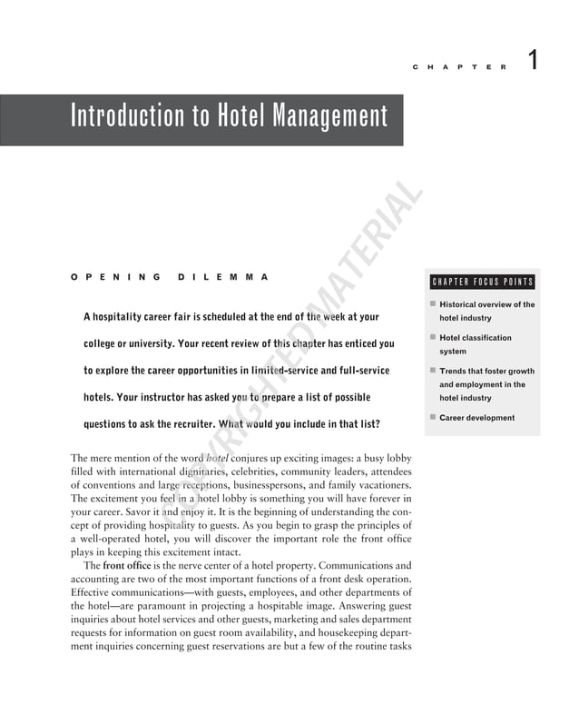 Introduction To Hotel Management | PDF