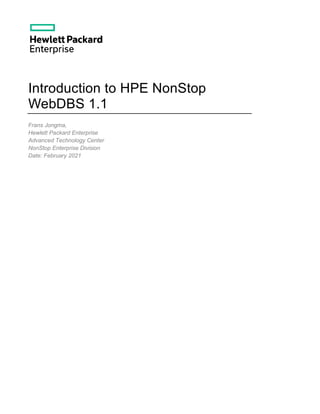 HPE NonStop SQL WebDBS - Introduction | PDF