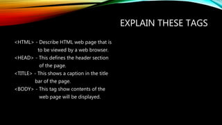 Introduction to html | PPTX | Web Design and HTML | Internet