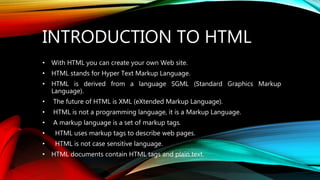 Introduction to html | PPTX