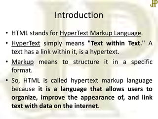 Introduction to html | PPT