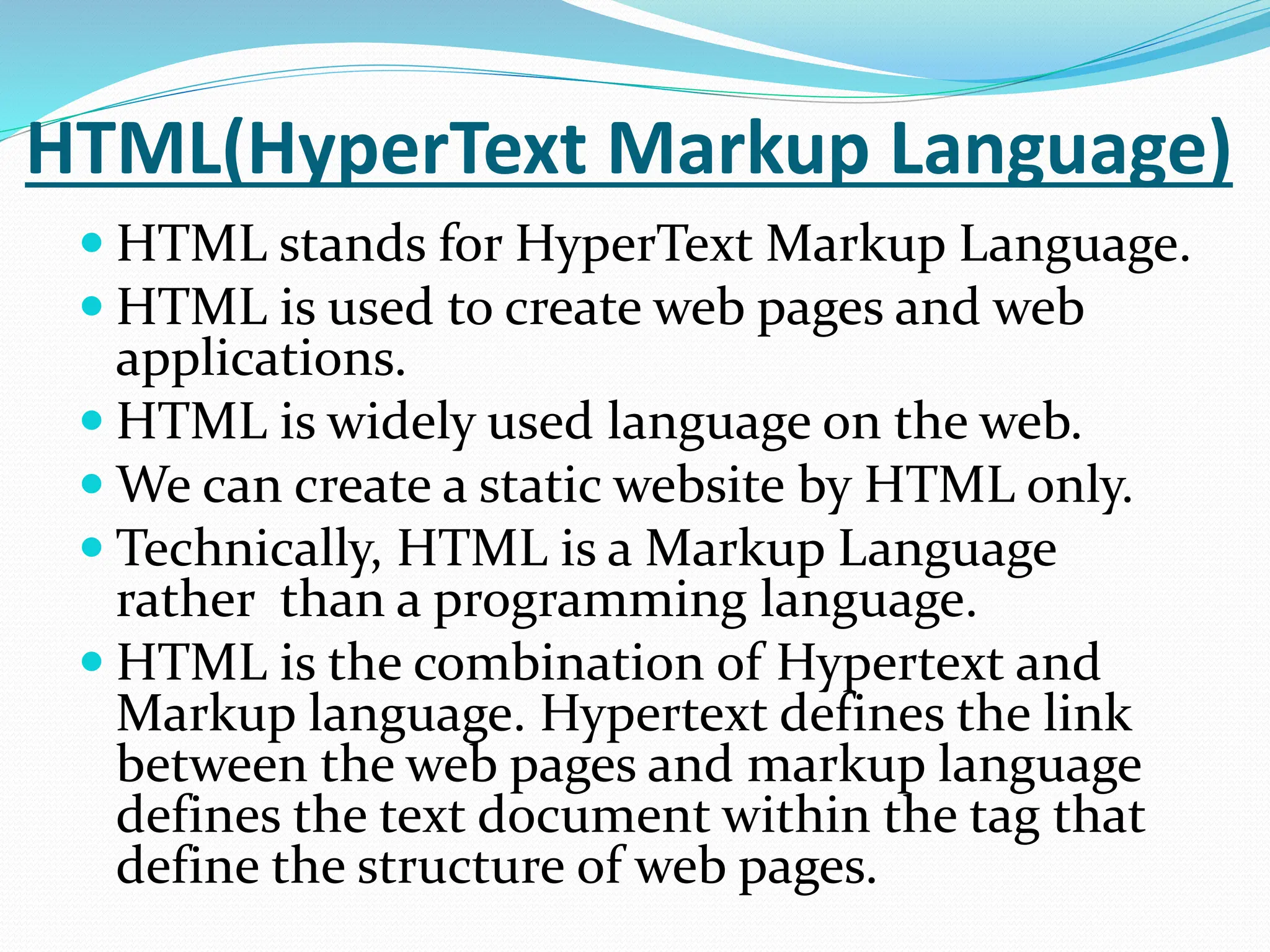 Introduction to HTML.pptx | Web Design and HTML | Internet