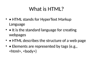 Introduction_to_HTML_Summary.pptx tutorial | PPT