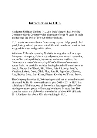 Introduction to hul | DOCX