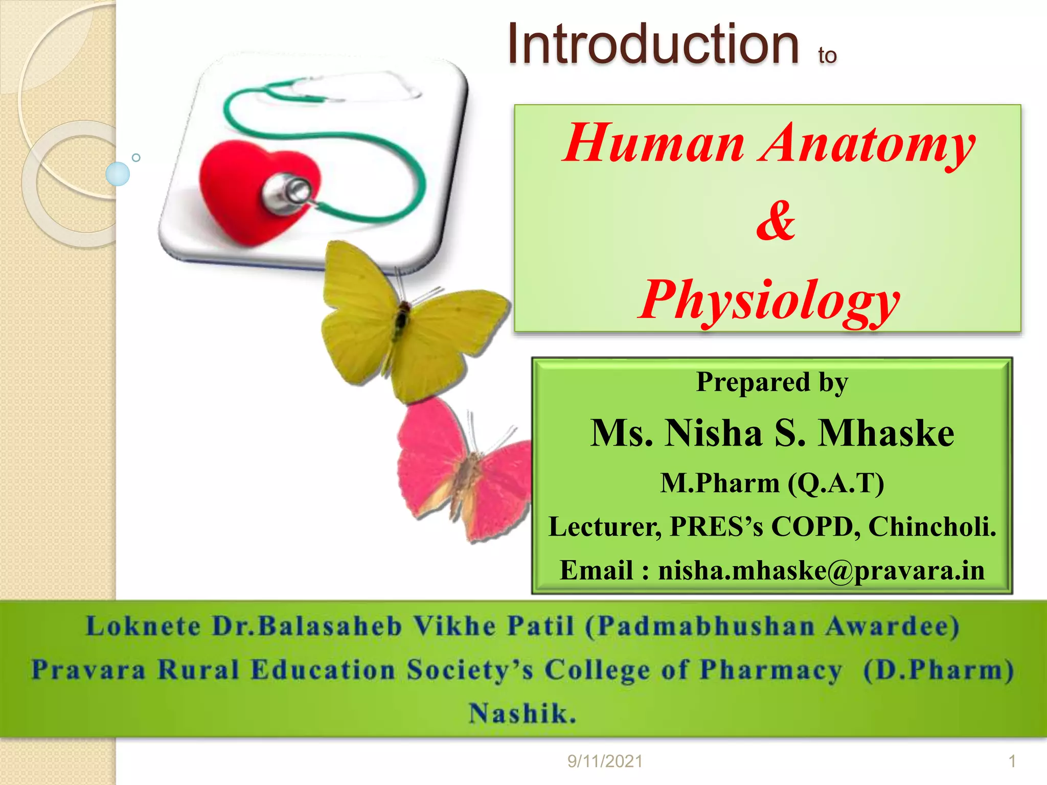 Introduction to Human Anatomy & Physiology | PPTX | Lung and ...