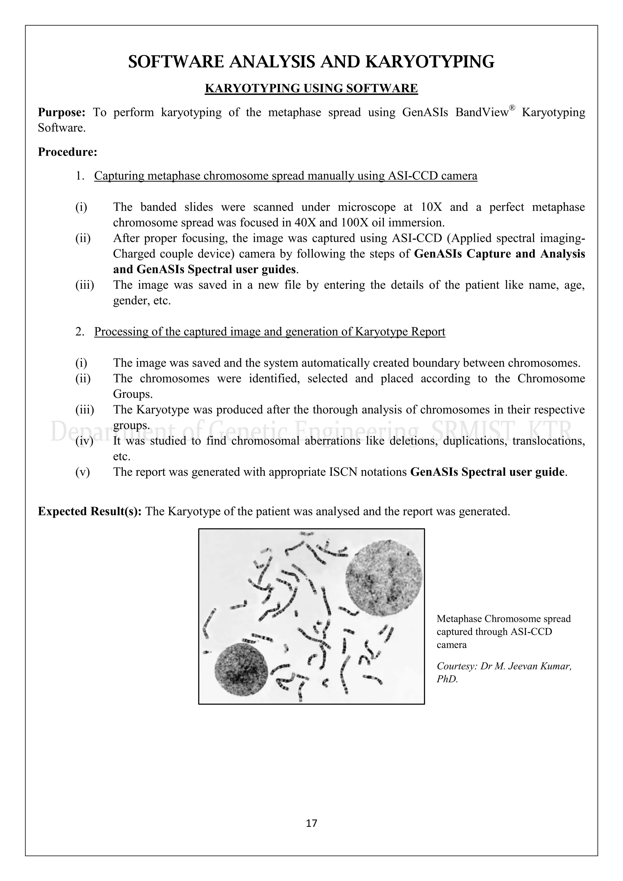 Introduction to HUMAN CHROMOSOME ANALYSIS: Conventional Karyotyping ...
