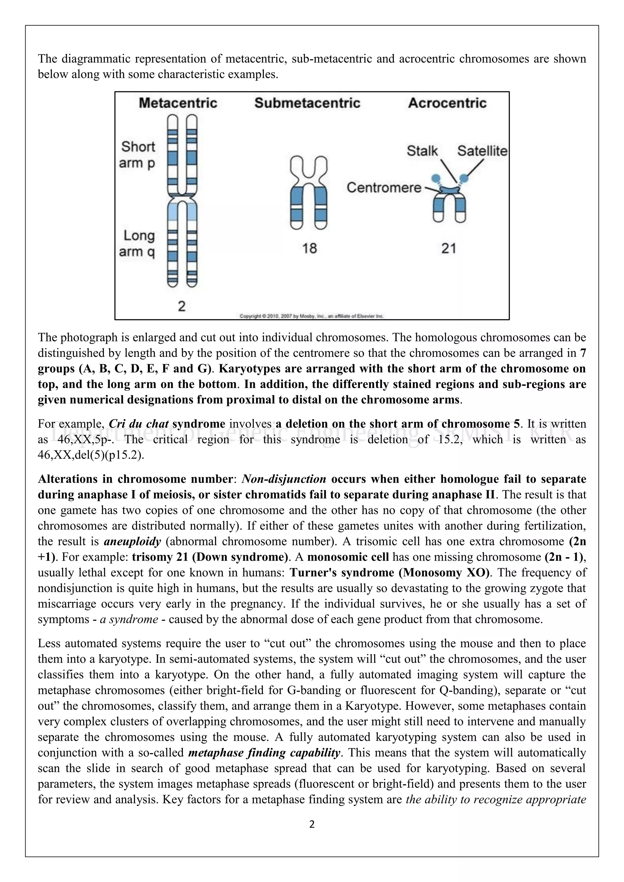 Introduction to HUMAN CHROMOSOME ANALYSIS: Conventional Karyotyping ...