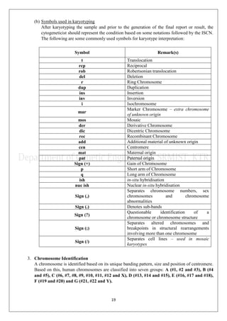 Introduction to HUMAN CHROMOSOME ANALYSIS: Conventional Karyotyping ...