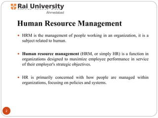 Introduction to Human Resource Management Evolution, Objective, Nature, Philosophy - Principles ...
