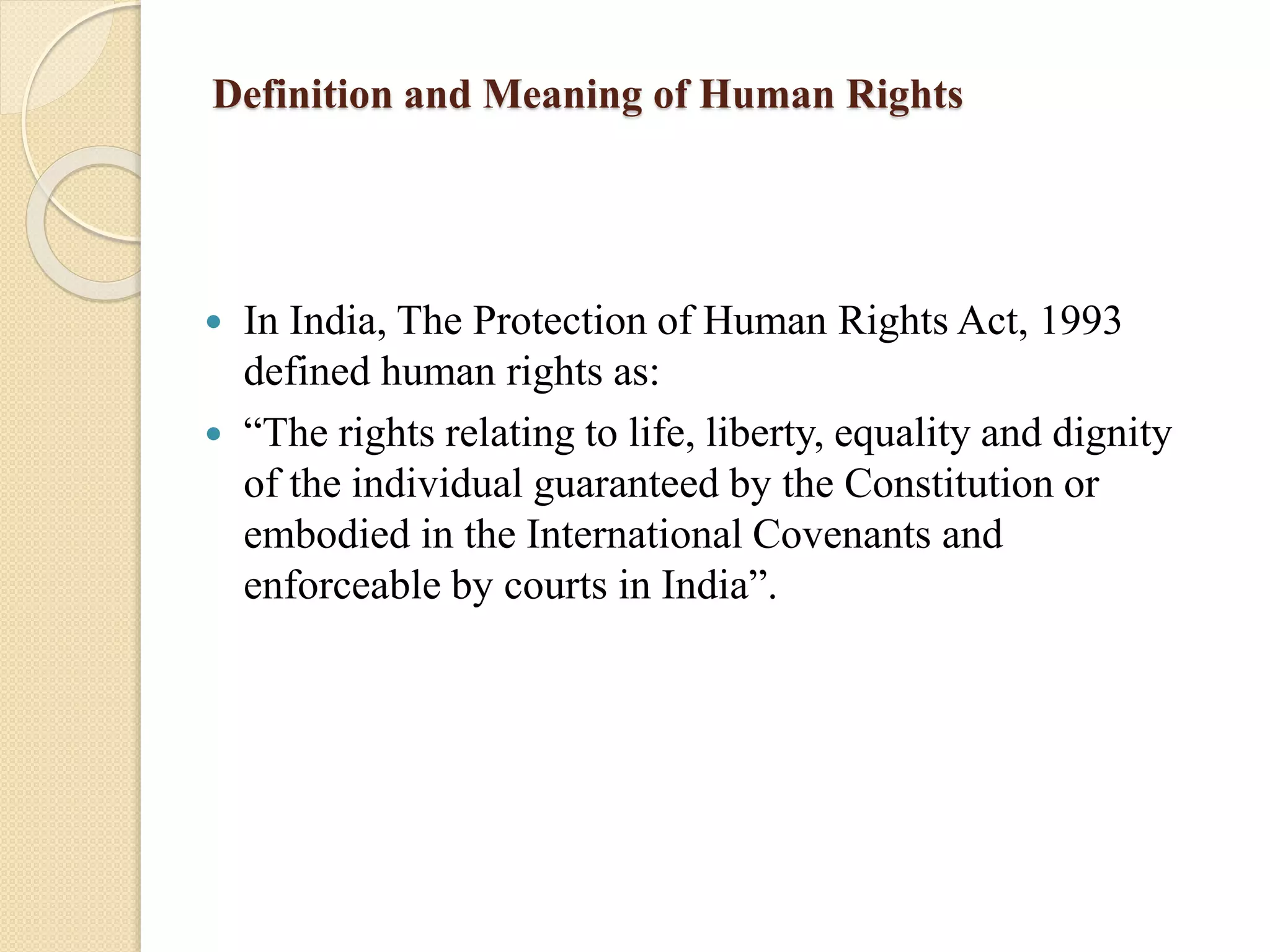 Introduction to human rights with a special focus on indian ...