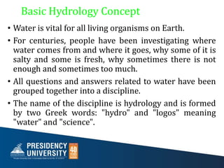 Introduction to hydrology | PPT | Geology | Science