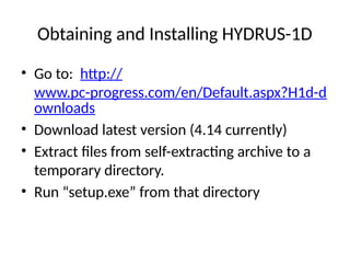 Introduction to Basic Learning HYDRUS-1D 2025 | PPTX