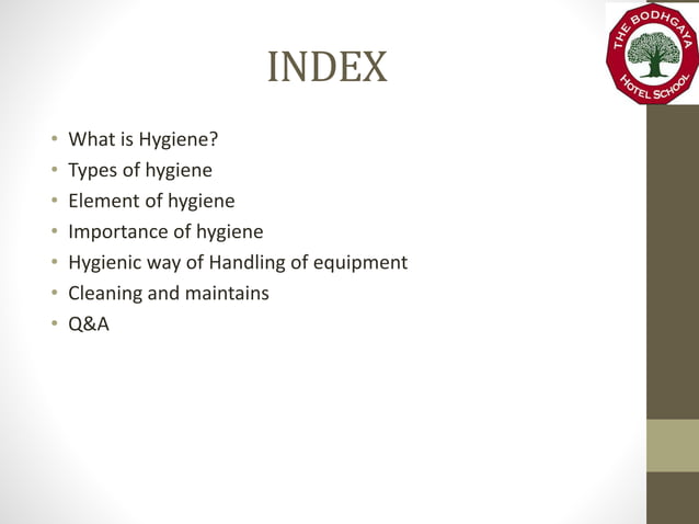 Introduction to hygiene and sanitation in f&b service | PPTX | Home ...