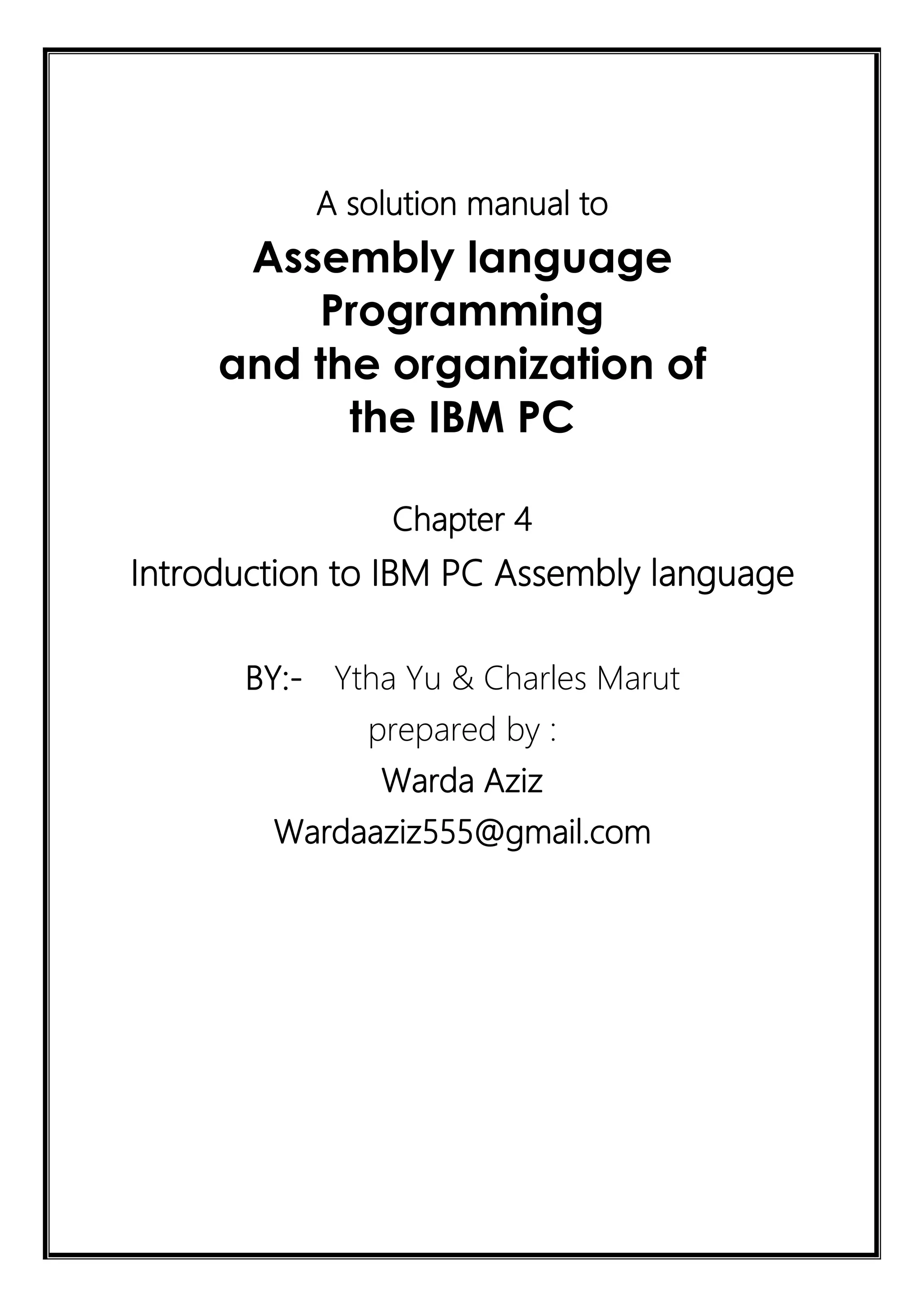 Introduction to ibm pc assembly language | PDF