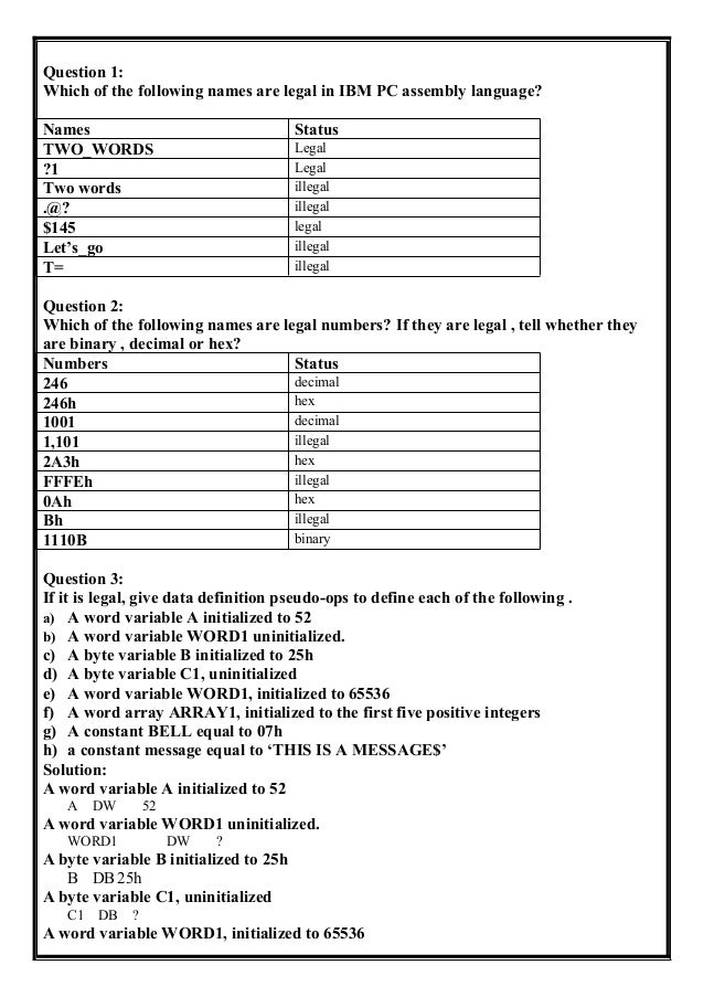 Introduction to ibm pc assembly language