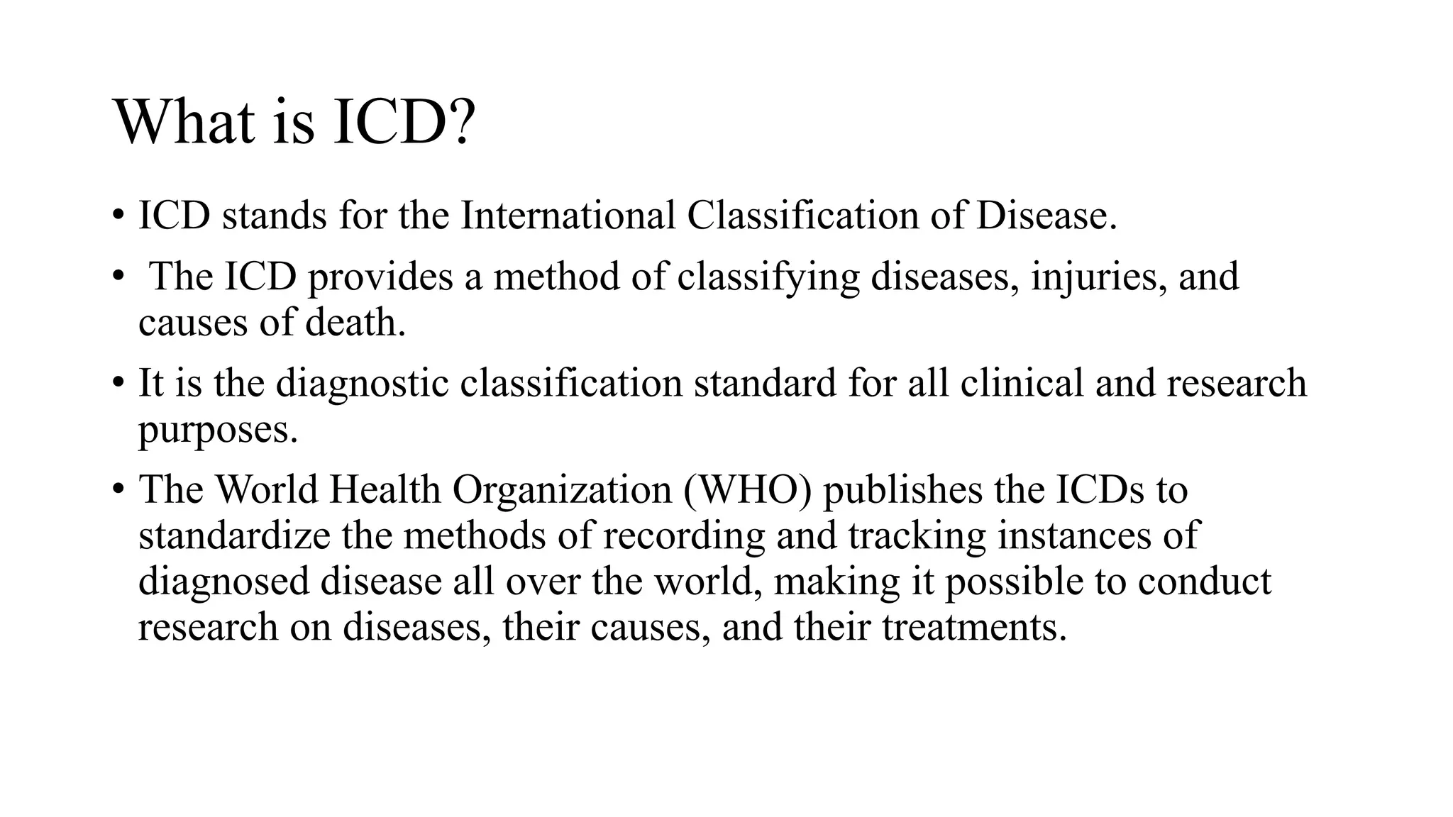Introduction to ICD /health care code set | PPT