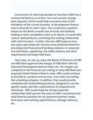 Introduction to idbi bank | DOCX