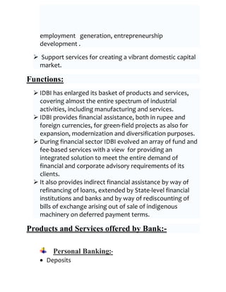 Introduction to idbi bank | DOCX
