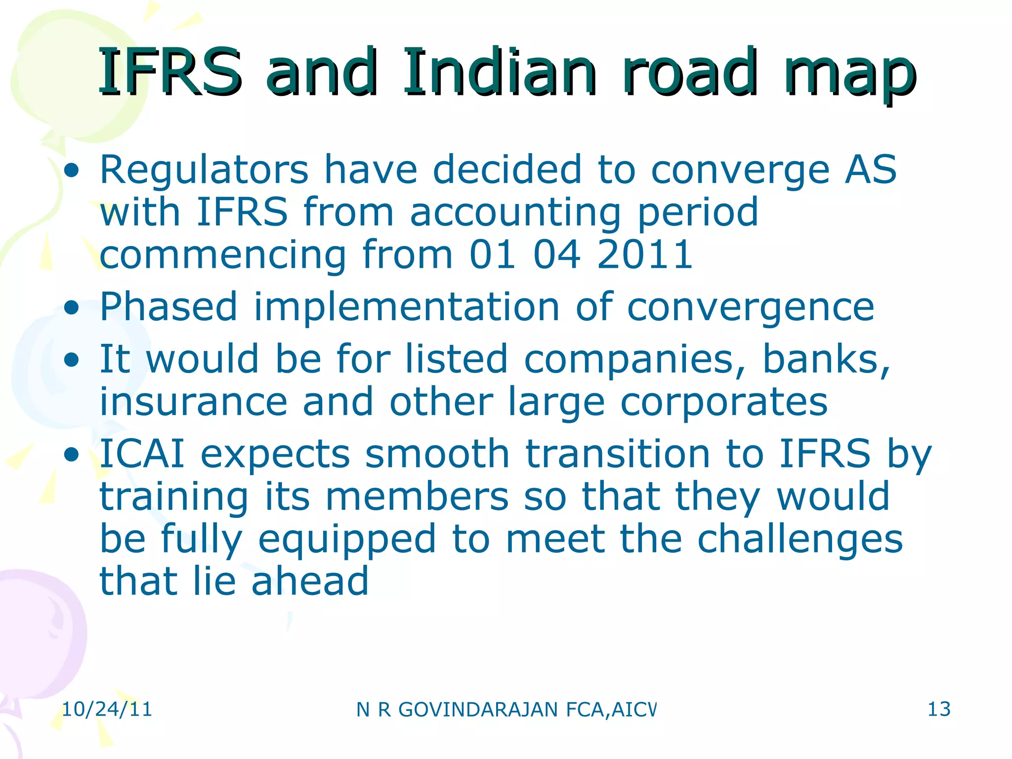 Introduction to ifrs and convergence | PPT