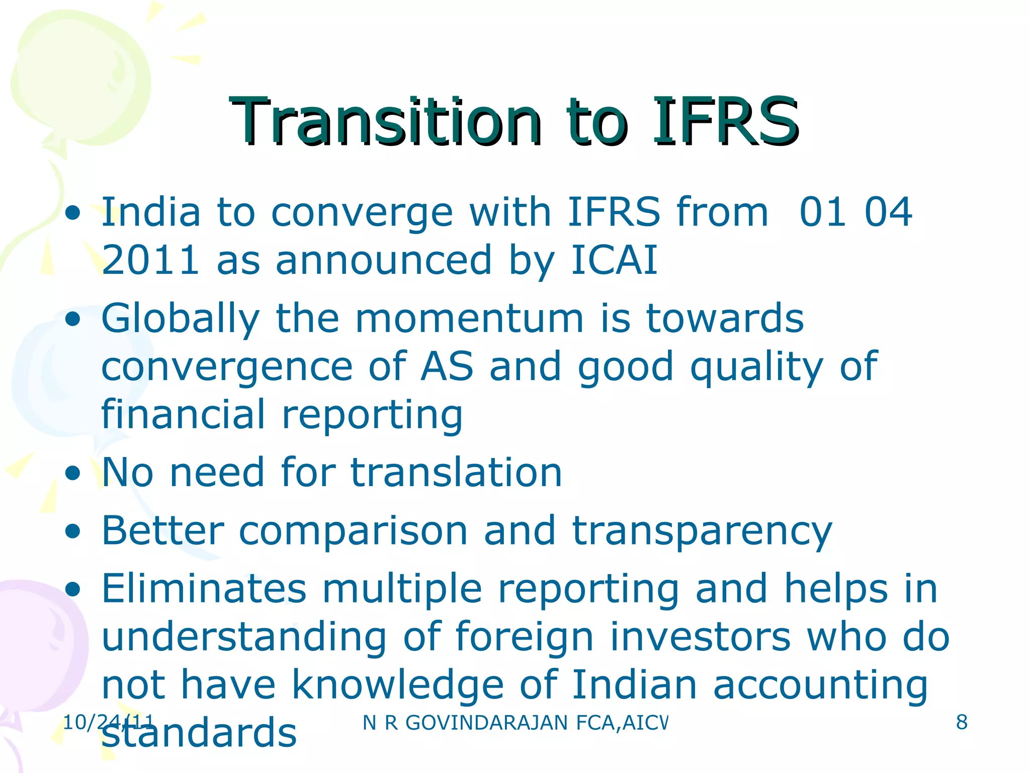 Introduction to ifrs and convergence | PPT