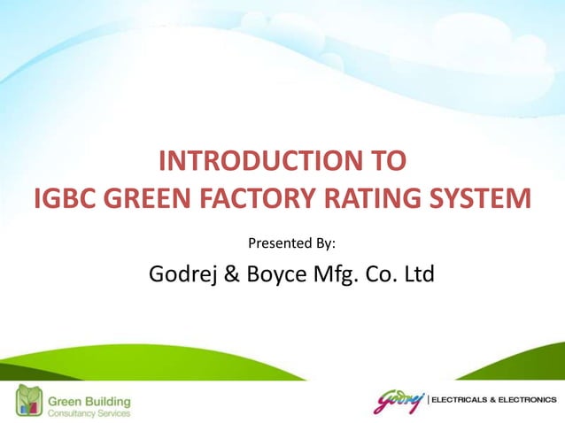 Introduction to IGBC Green Factory Rating System_January 2015 | PPT