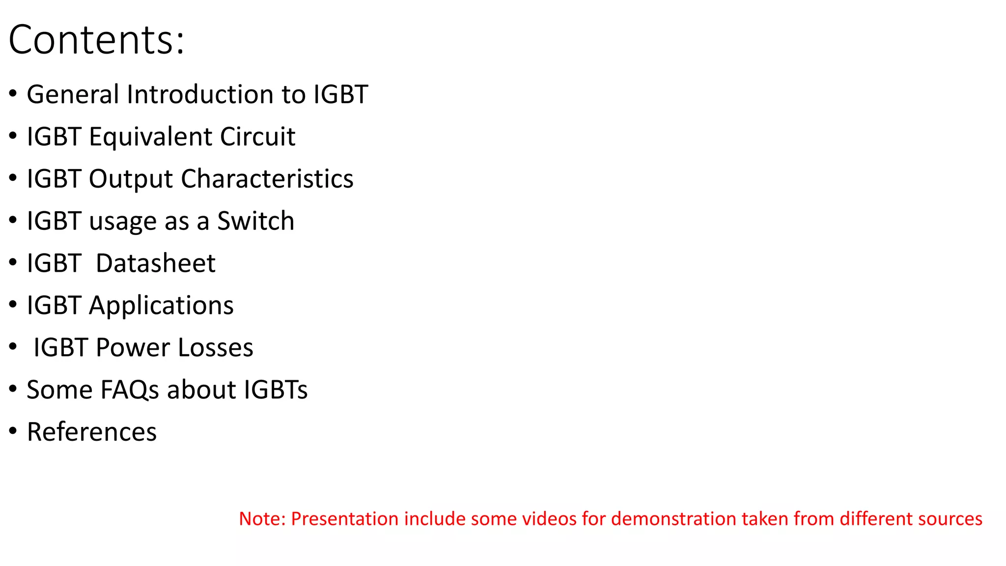 Introduction to IGBT & its losses | PPTX