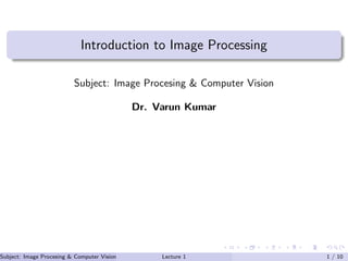 Lecture 1 Introduction to image processing | PDF