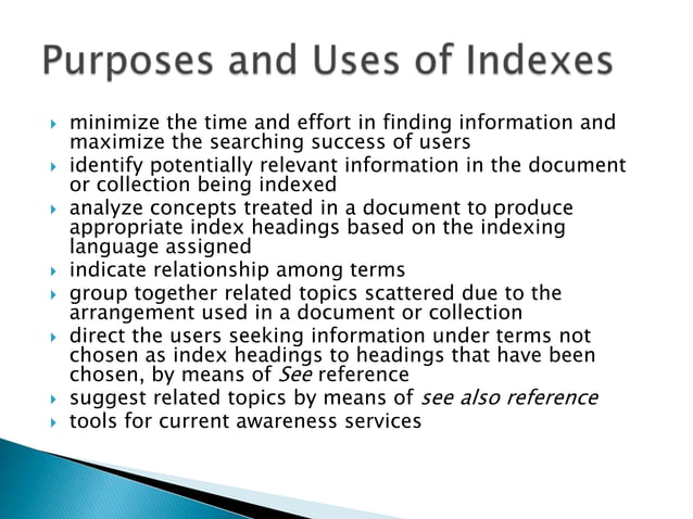 Introduction to indexing Introduction to indexing