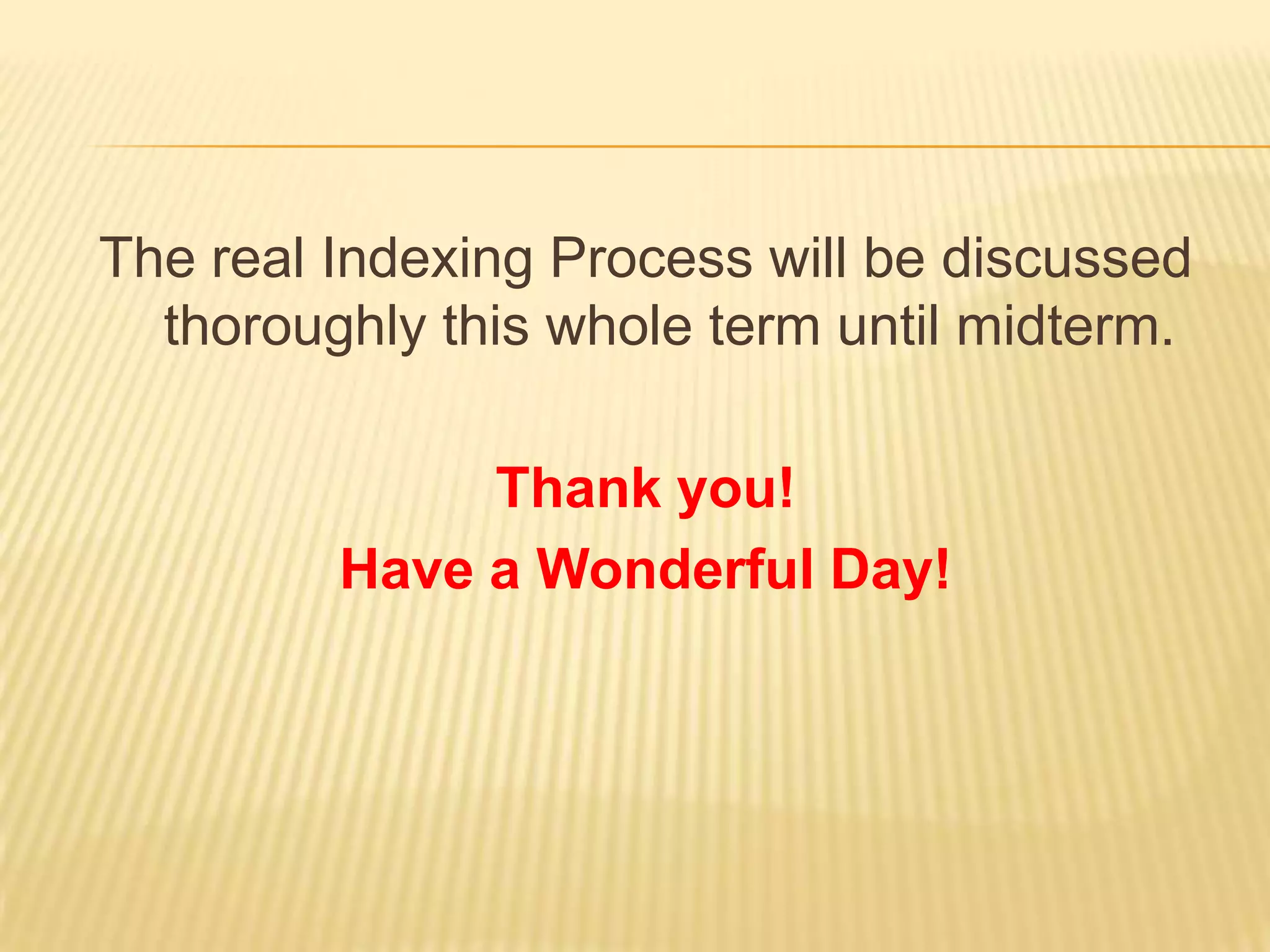 Introduction to indexing (presentation1) | PPTX